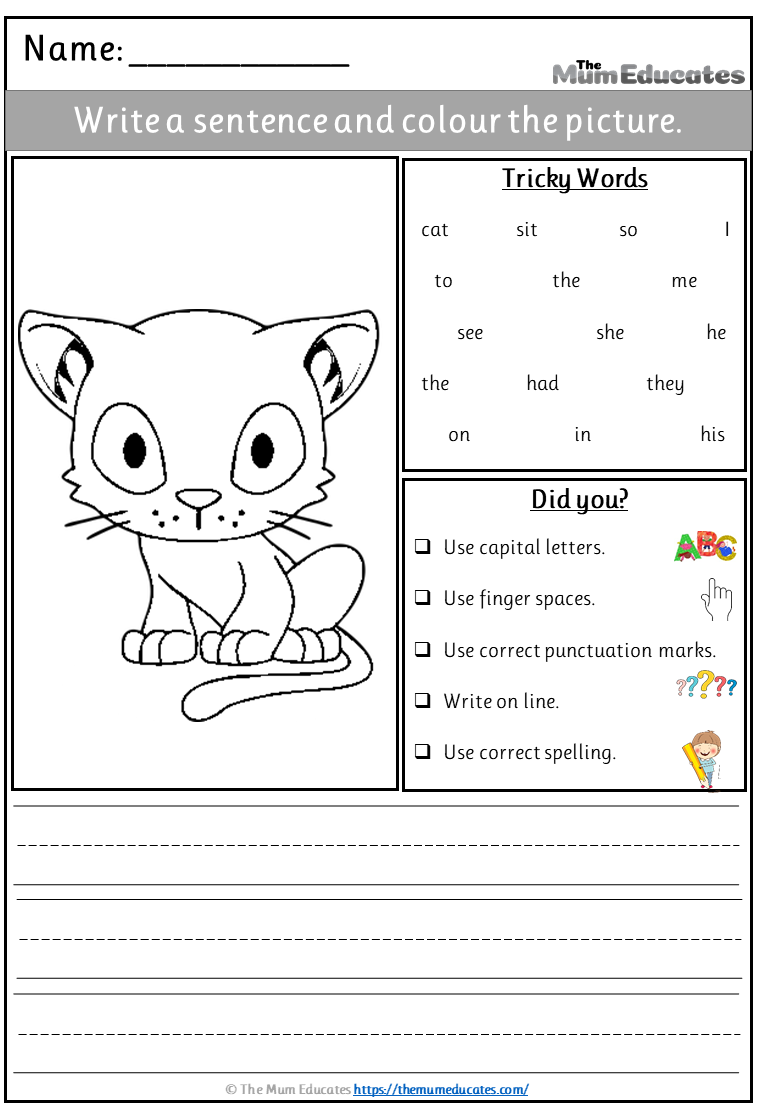 FREE Simple Sentence Writing Picture Prompts for kids - The Mum Educates FREE Simple Sentence Writing Picture Prompts for kids - The Mum Educates